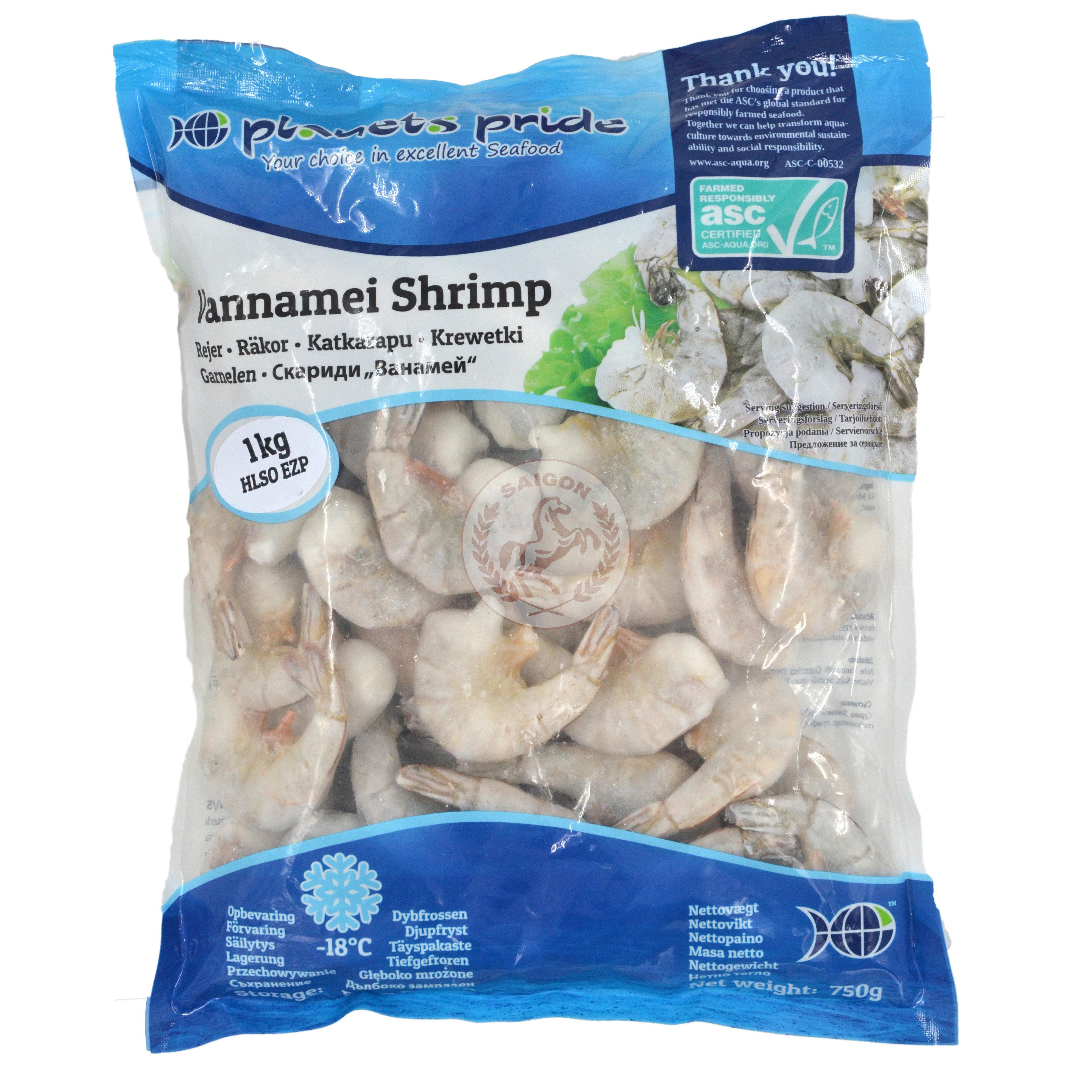 Räkor med skal 26-30 IQF Vannamei Frysta 10x1kg